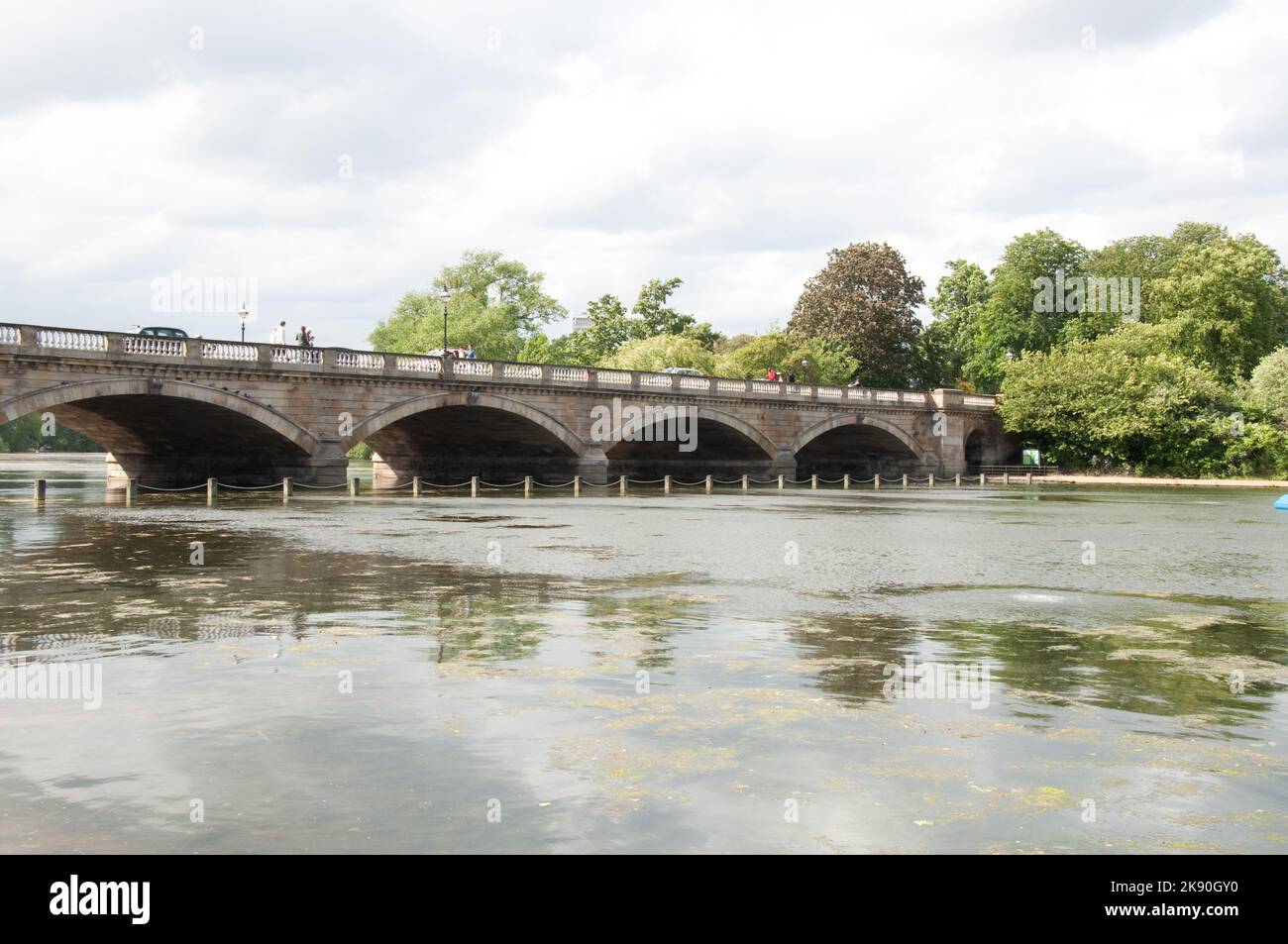 Serpentine and the Bridge, Hyde Park, London, UK - view to the Long ...