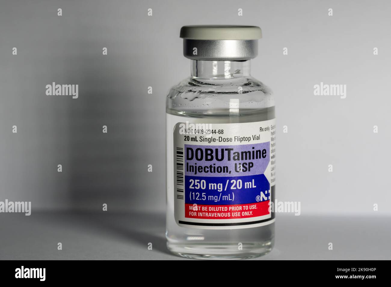 A bottle of Dobutamine medicine for injection increasing the strength ...