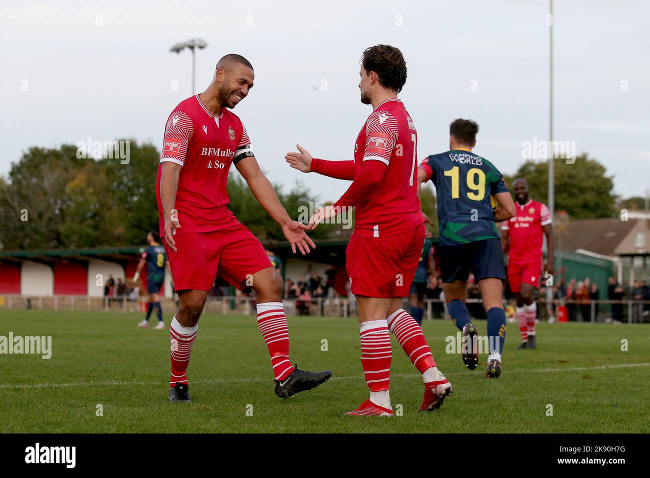 Jack Munns of Hornchurch scores the third goal for his team from the ...