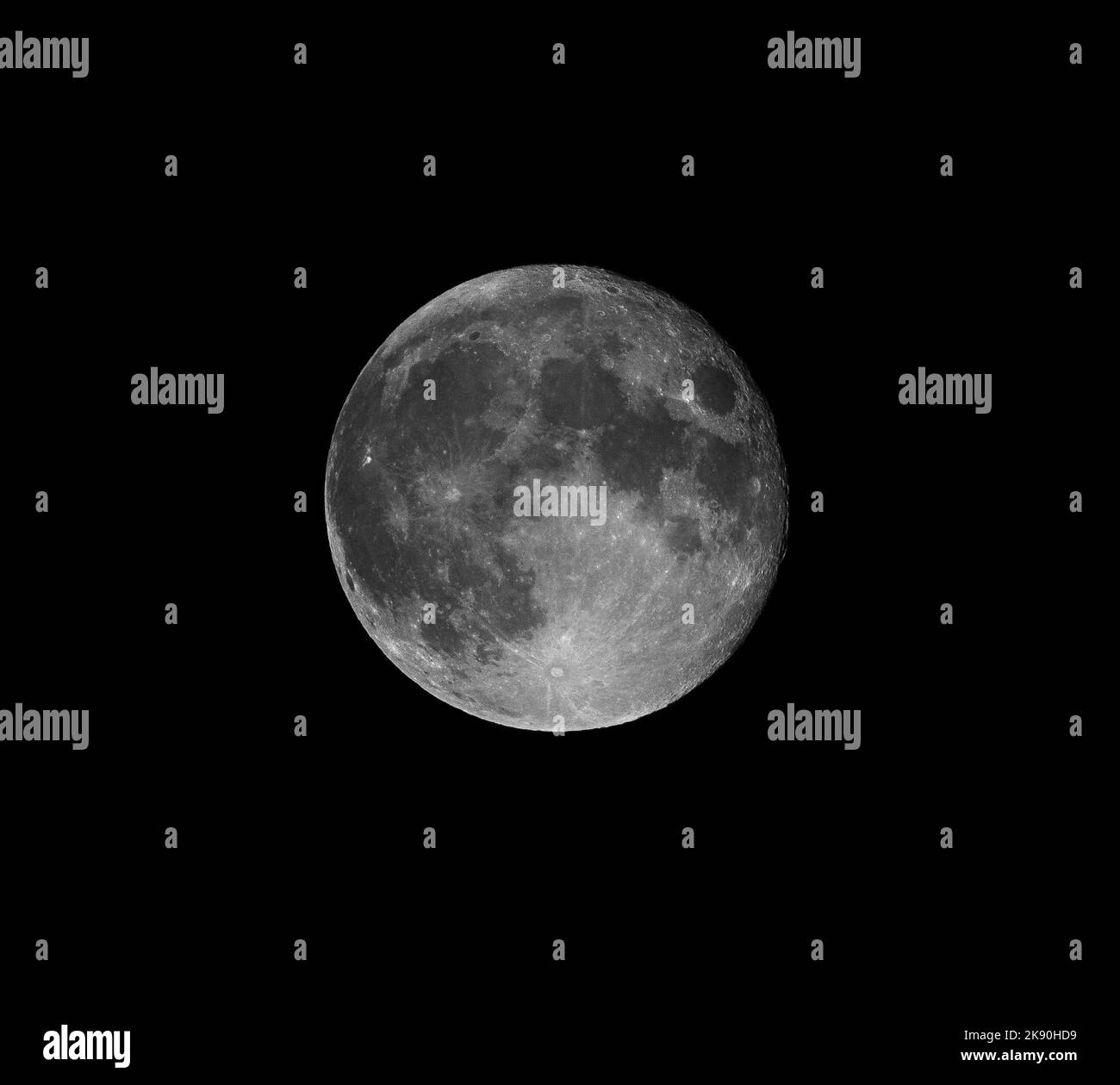 A dark full moon at night in the black sky background Stock Photo - Alamy