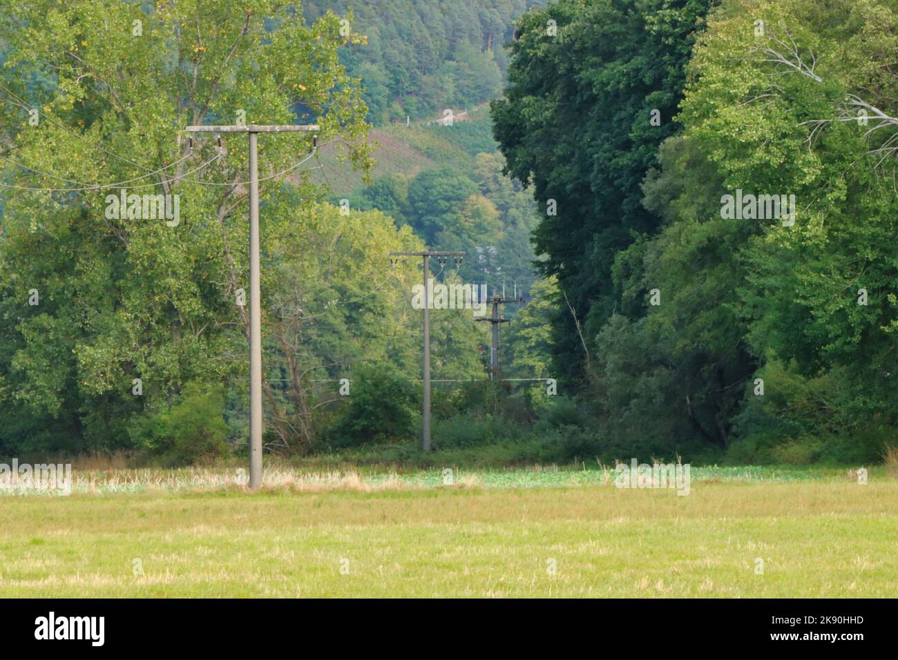 The rural electrical post by the road Stock Photo - Alamy
