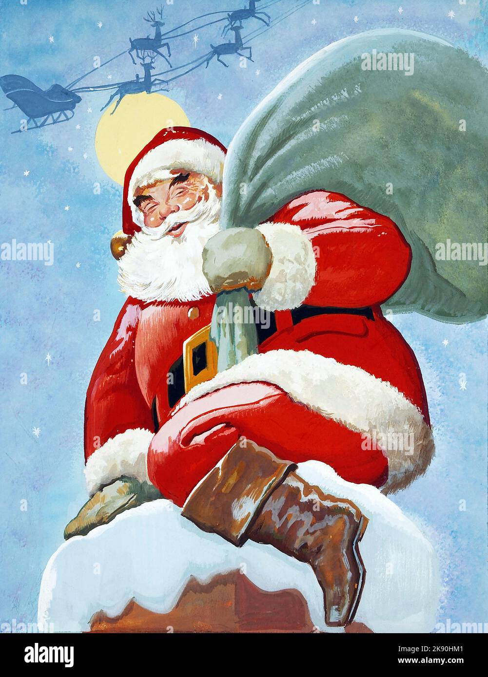 Santa Claus Children's Book Illustration - going through the chimney ...