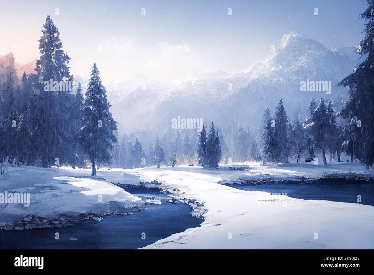 Realistic landscape background snowy mountains hi-res stock photography ...