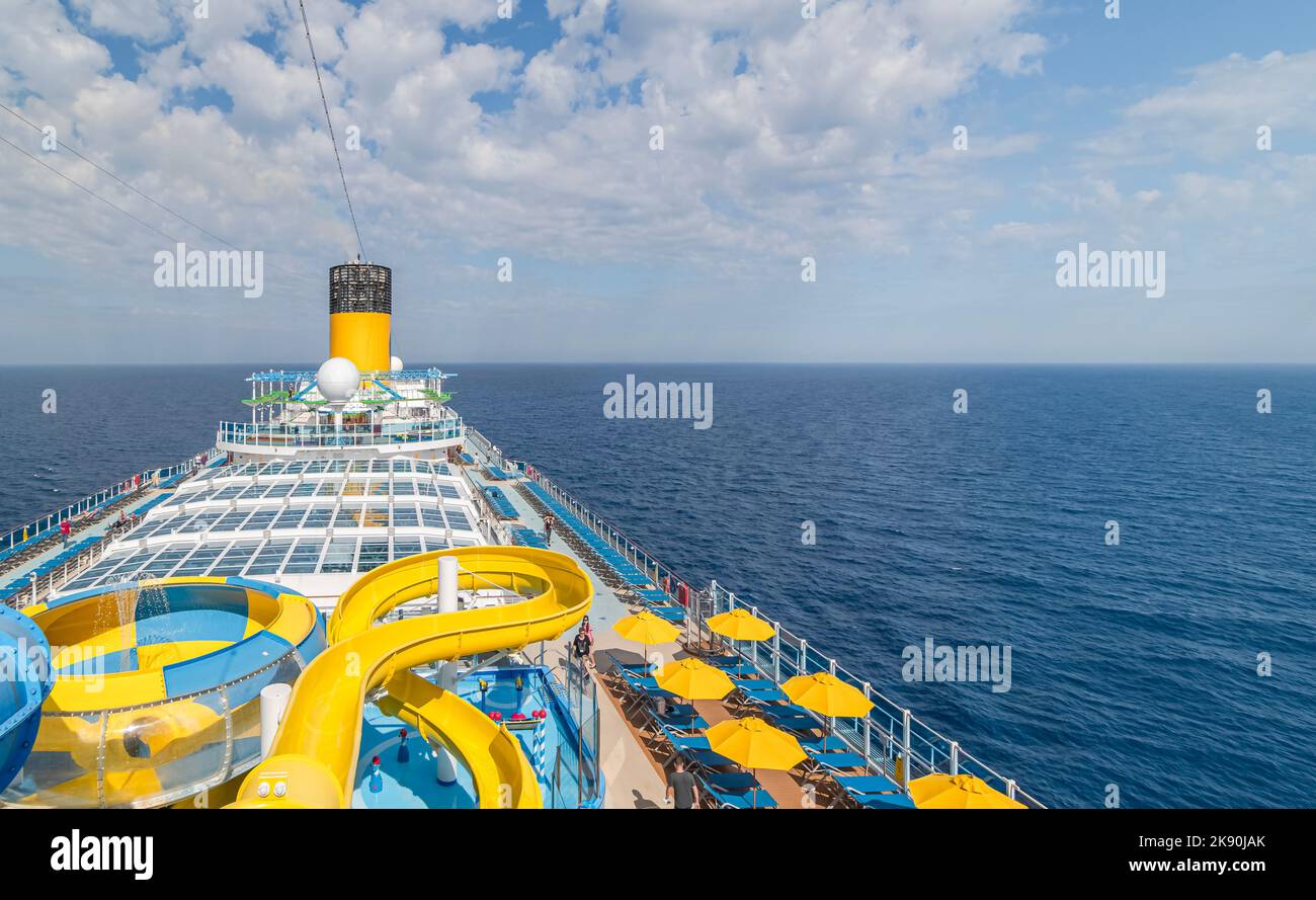 View of the slides on the cruise ship Costa Firenze on May 01, 2022 ...
