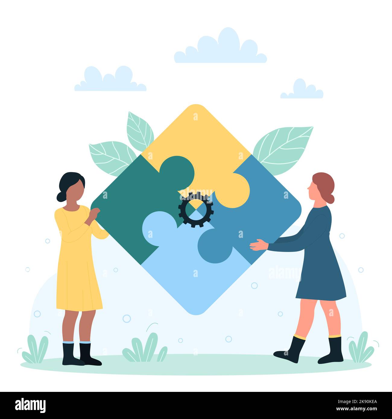 Teamwork, partnership, collaboration and business challenge vector ...