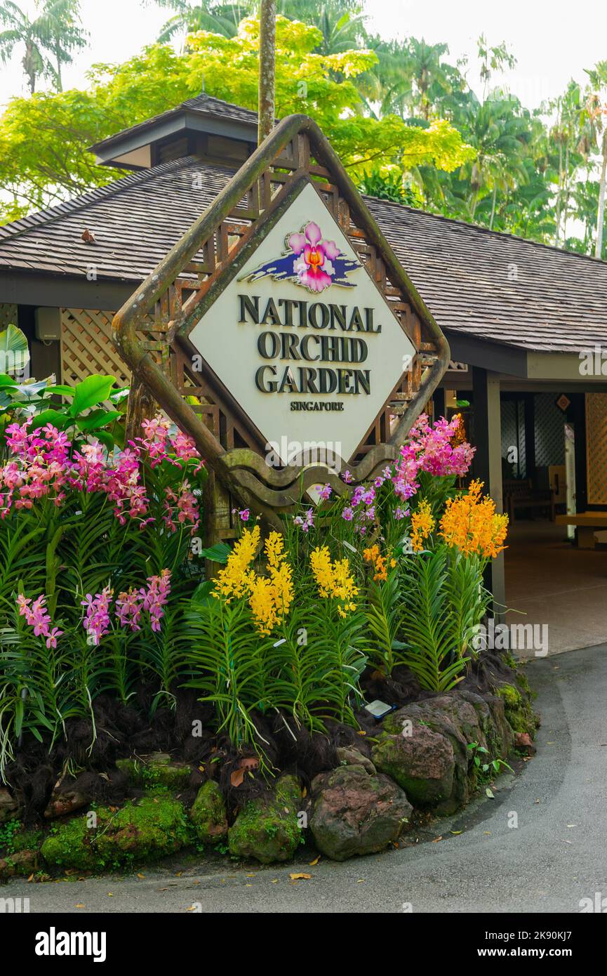 Singapore National Orchid Garden Entrance Sign Stock Photo - Alamy