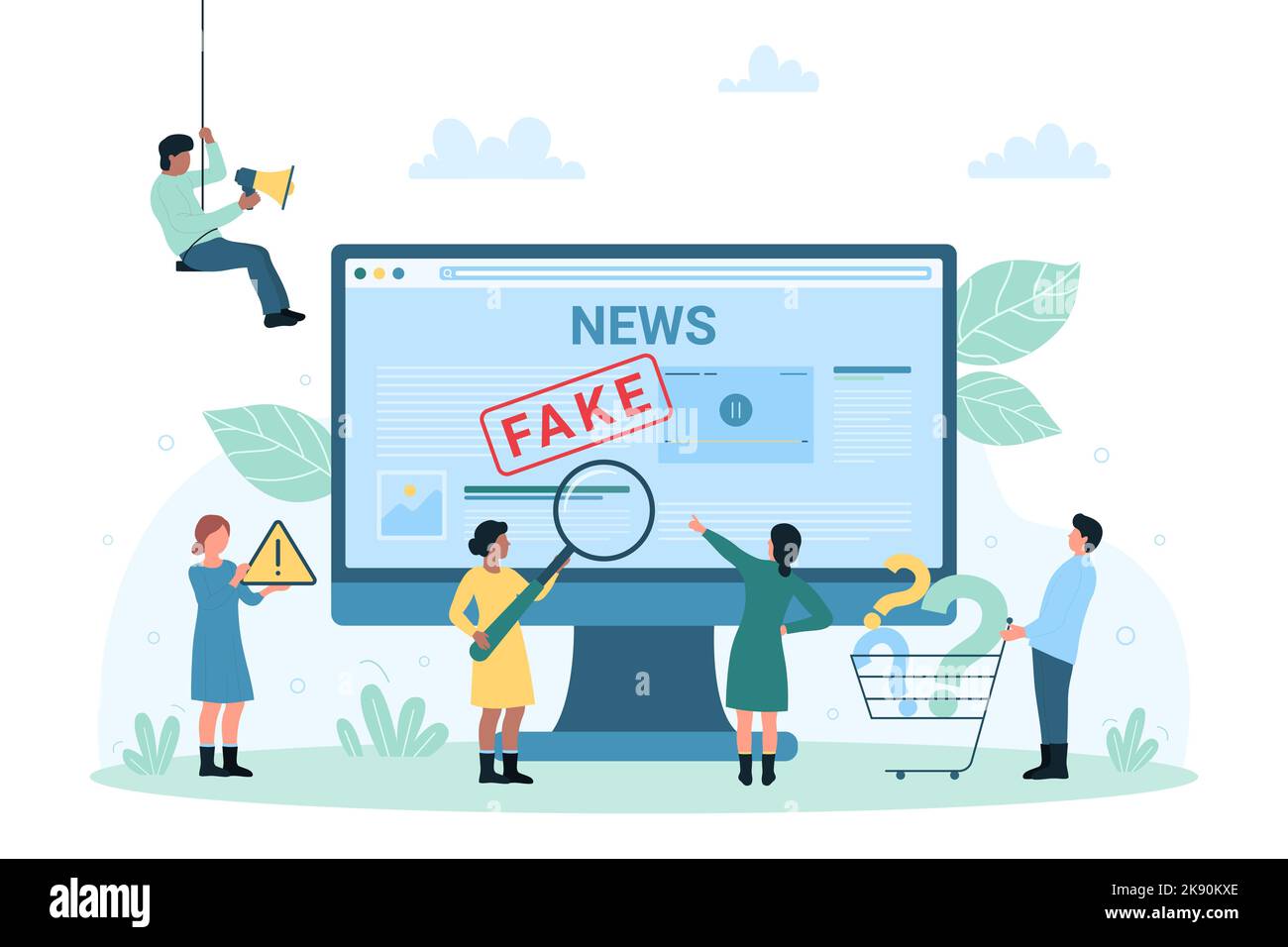 Fake news, false misleading information spreading online vector ...