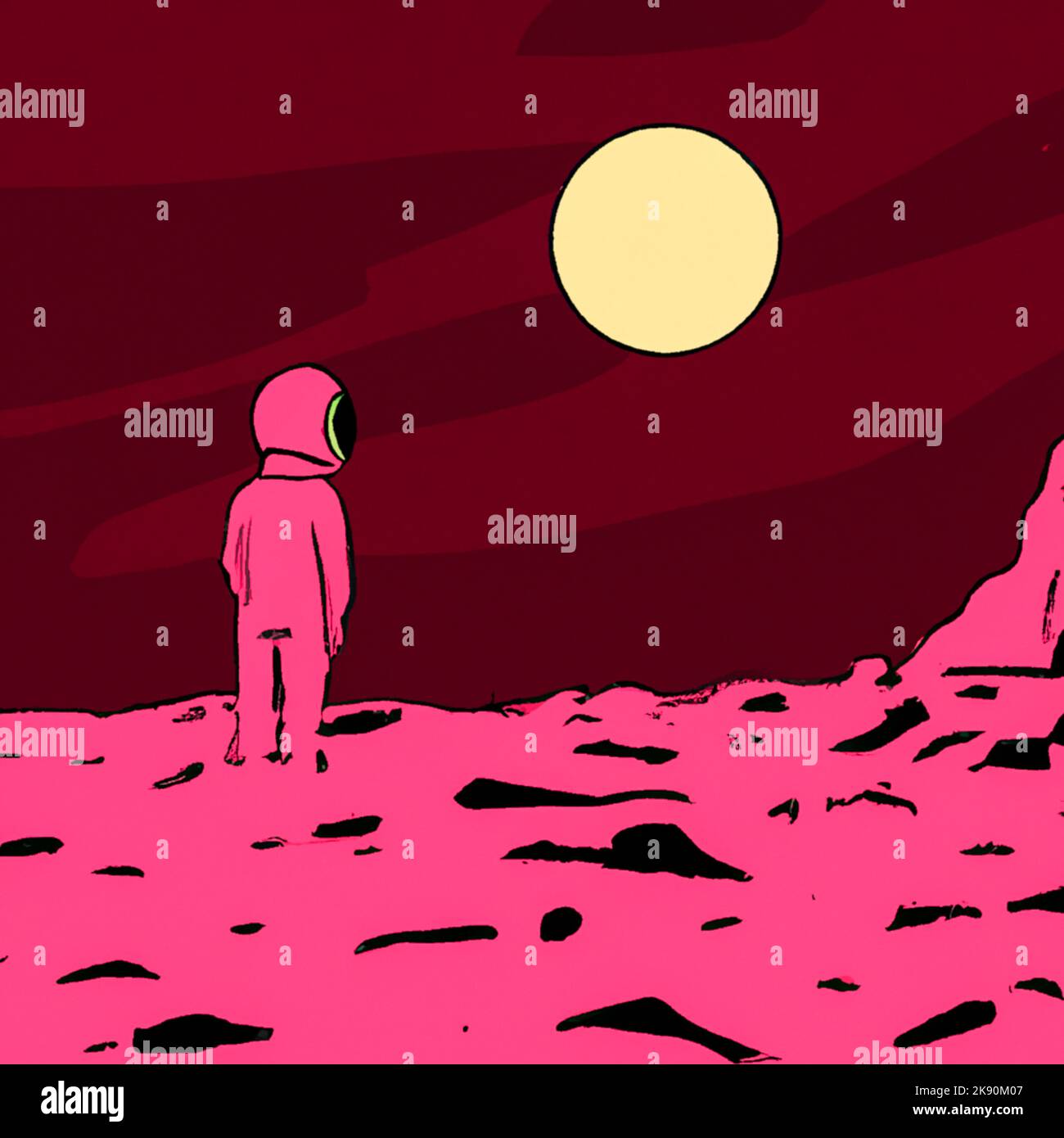 France, Paris on 2022-10-23. Digital dystopian illustration of the arid ...