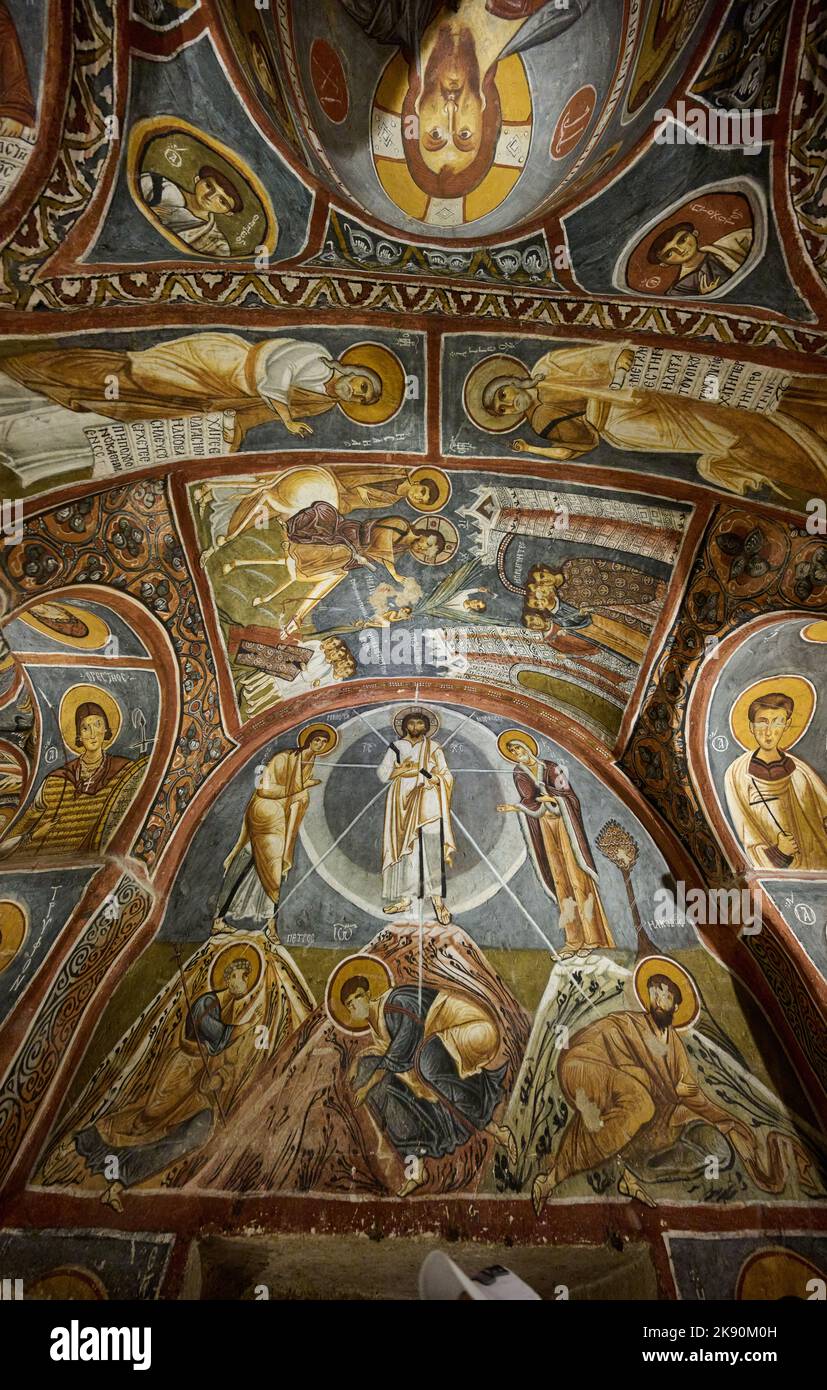 interior view of magnificent fresco in dark church, Karanlık Kilise in ...