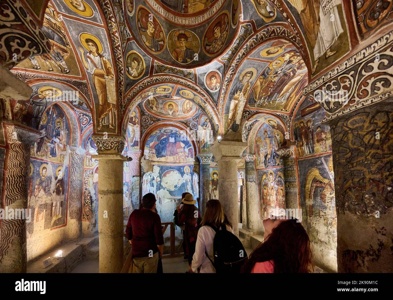 interior view of magnificent fresco in dark church, Karanlık Kilise in ...
