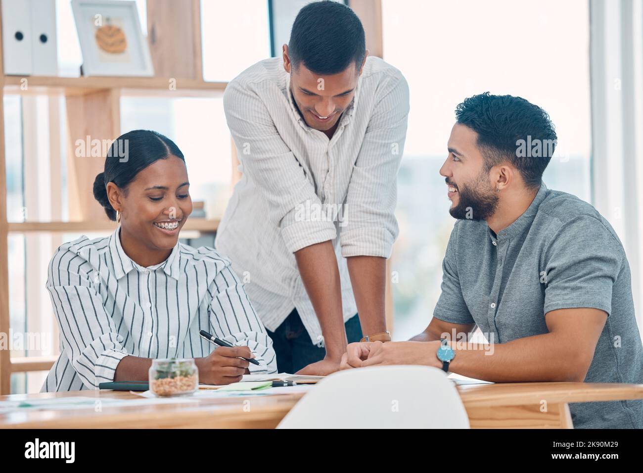 Strategy, teamwork and young business people in a meeting in creative ...