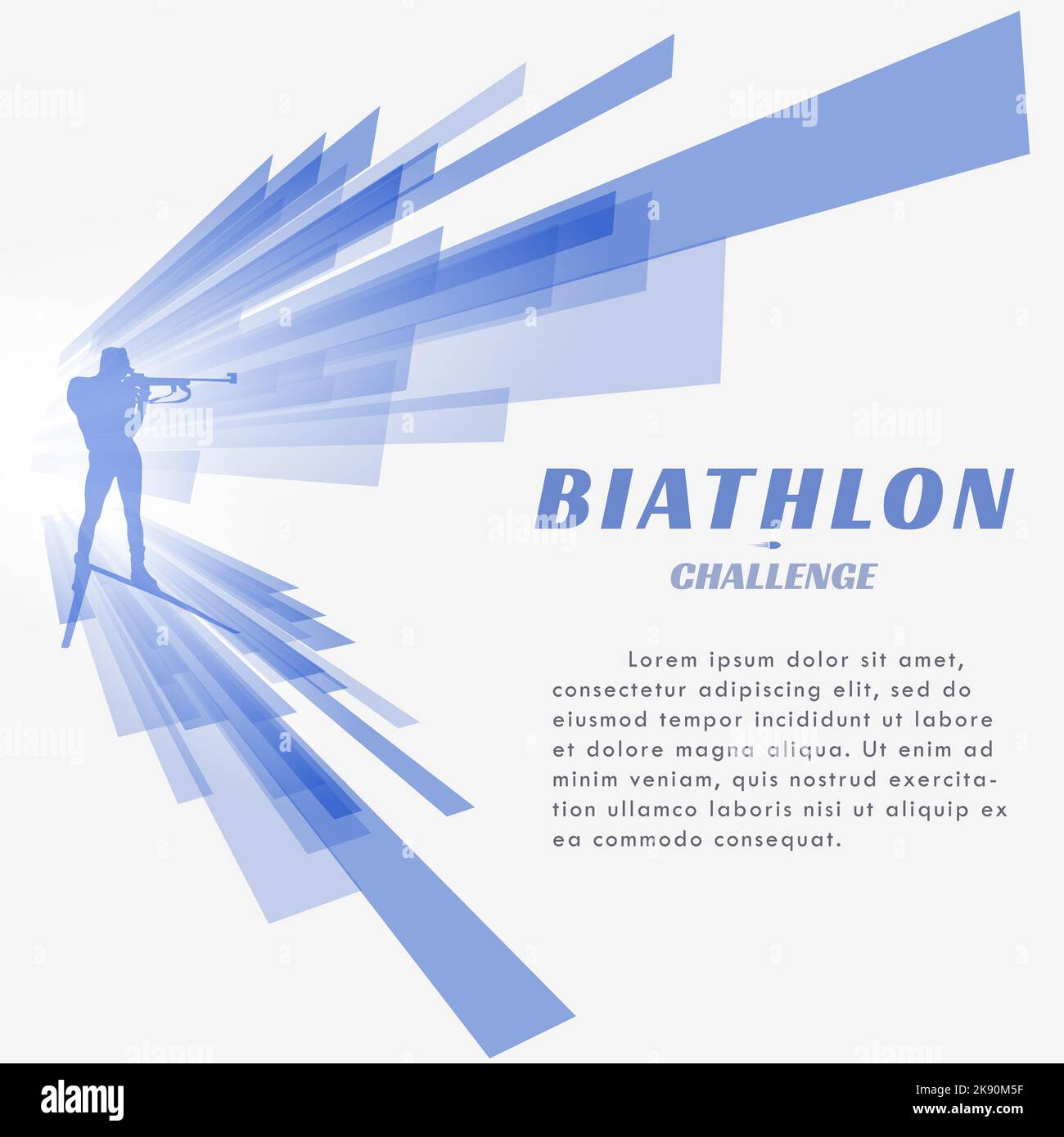 Biathlon challenge banner with abstract background. Biathlon athlete ...