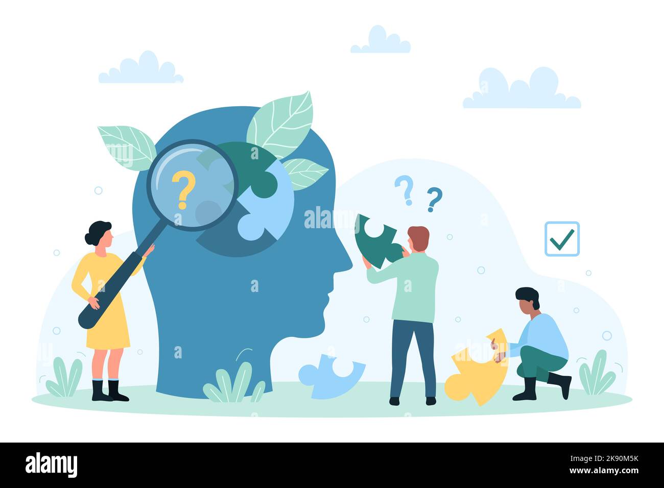 Mental health, support in brain disorders vector illustration. Cartoon ...