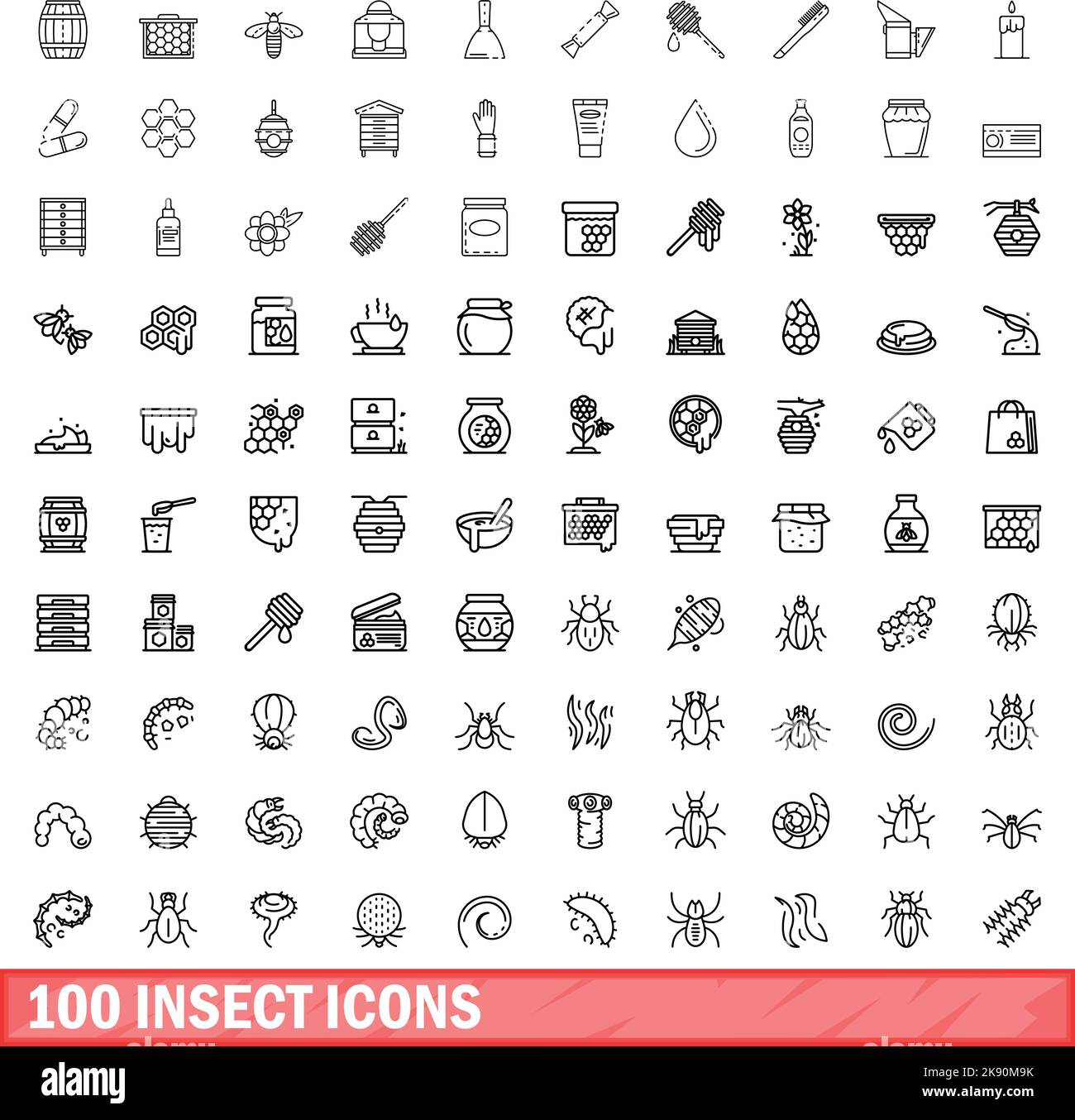 100 insect icons set. Outline illustration of 100 insect icons vector ... 100 insect icons set. Outline illustration of 100 insect icons vector ...