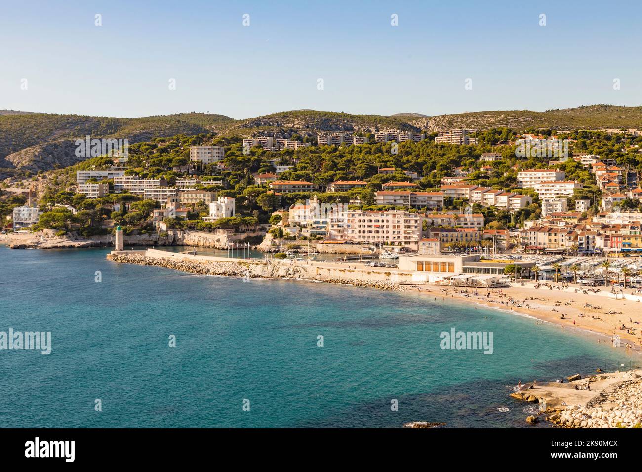 CASSIS, FRANCE - OCT 21, 2016: view to Cassis and the beach Bestouan ...