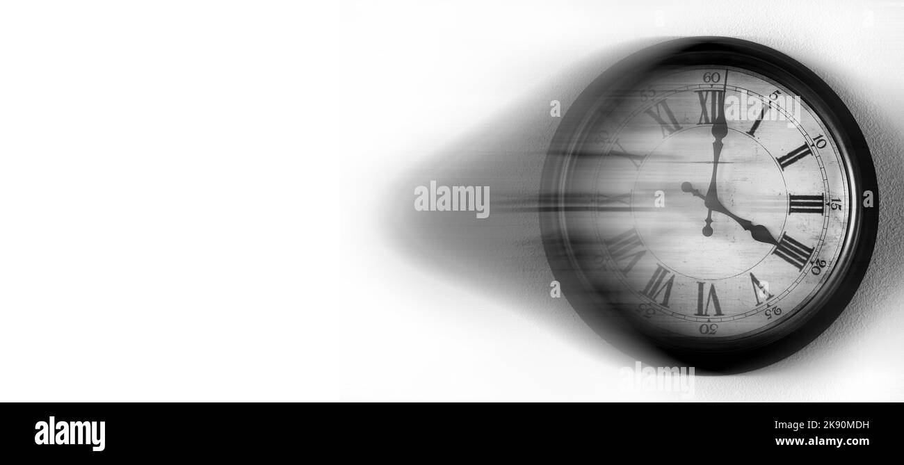 Old vintage clock with blurred motion speed speeding through time Stock ...