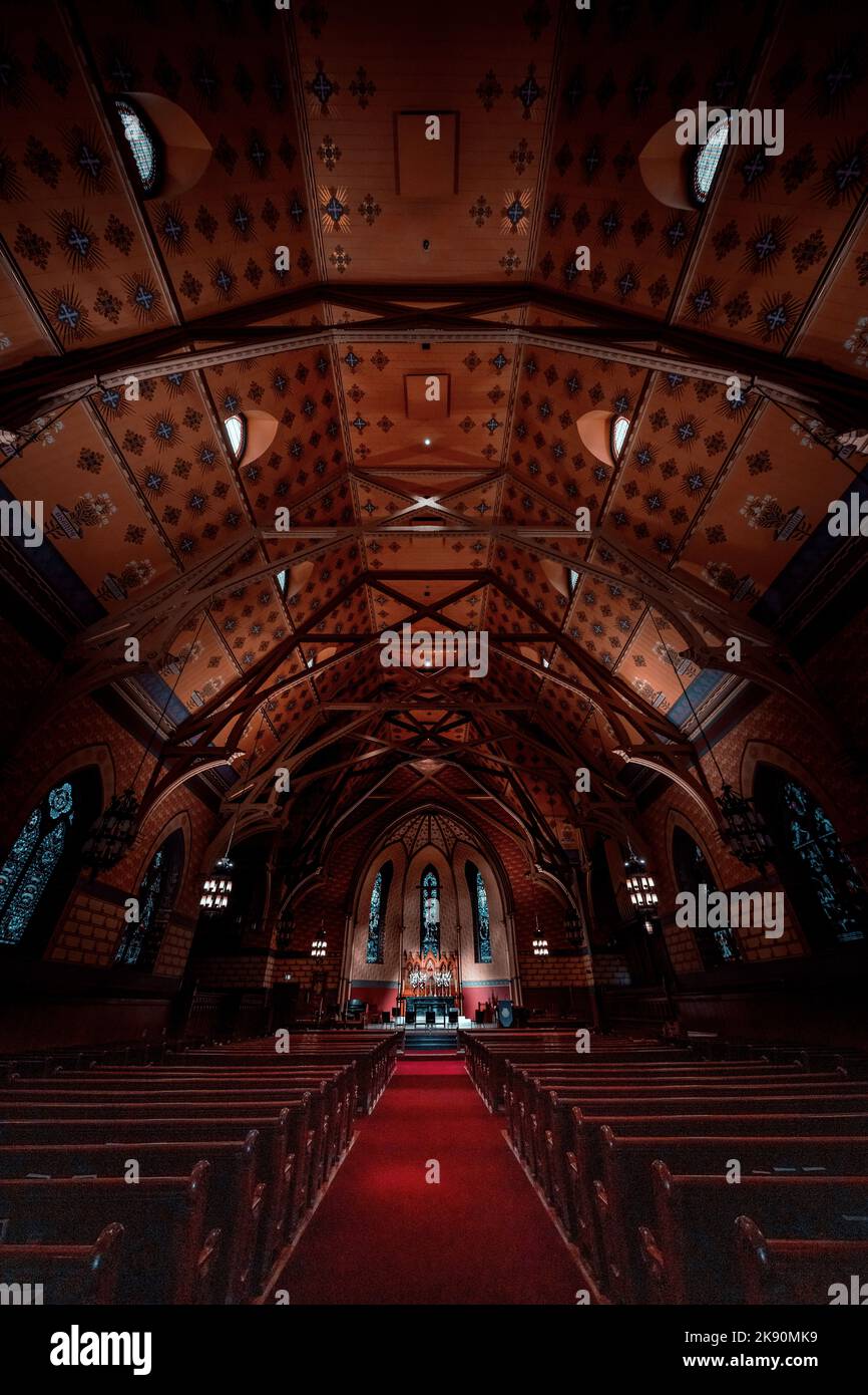 The interior of a church, vertical Stock Photo - Alamy