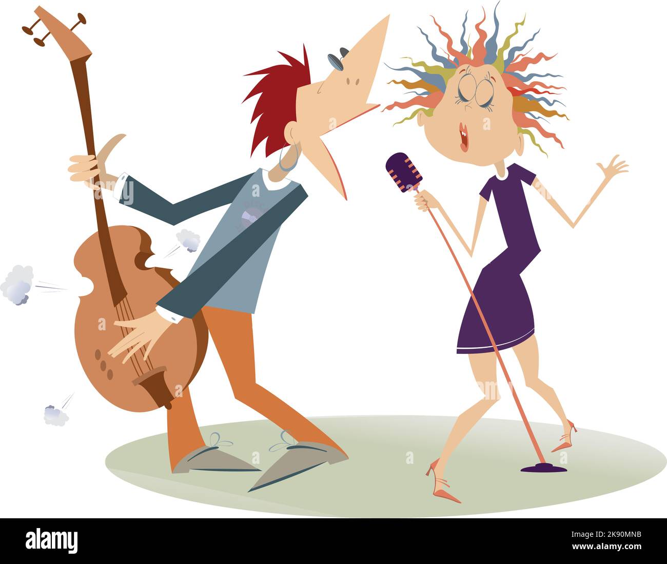 Spanish Song Man And Woman Singing Clipart