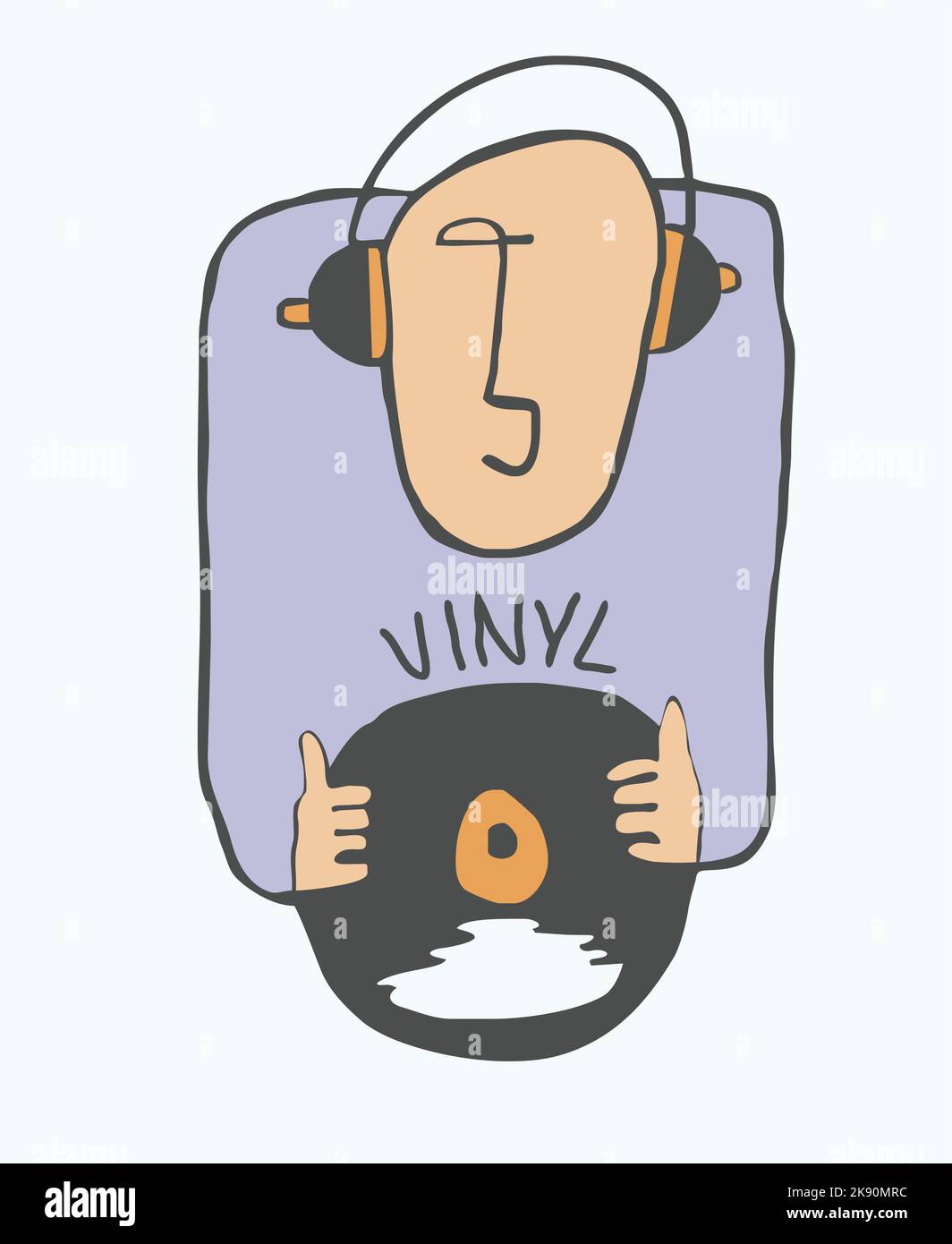 Cartoon funny DJ illustration.Cartoon funny DJ illustration with LP and ...