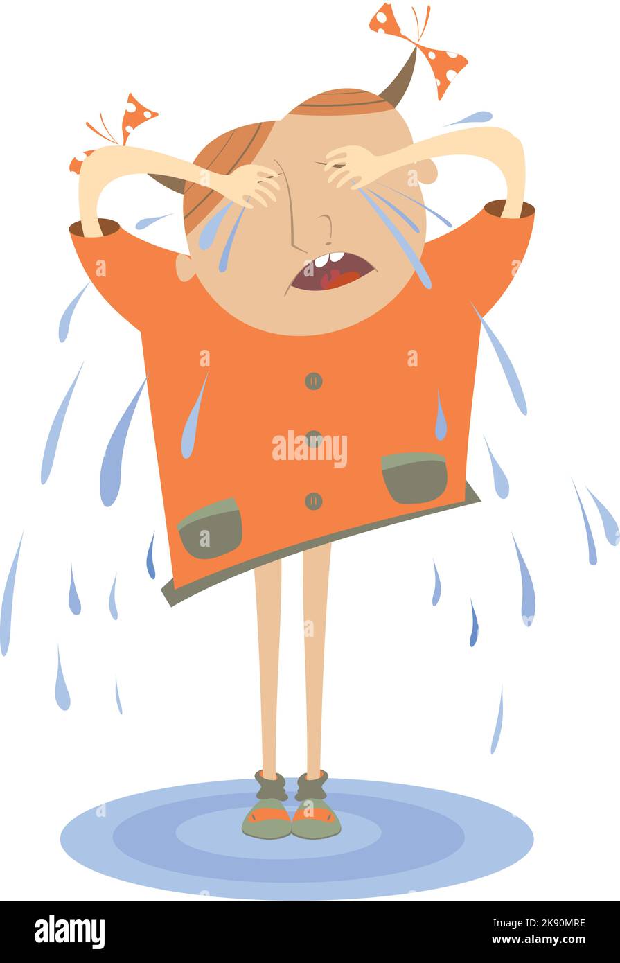 Crying child girl makes a puddle of tears Stock Vector Image & Art - Alamy