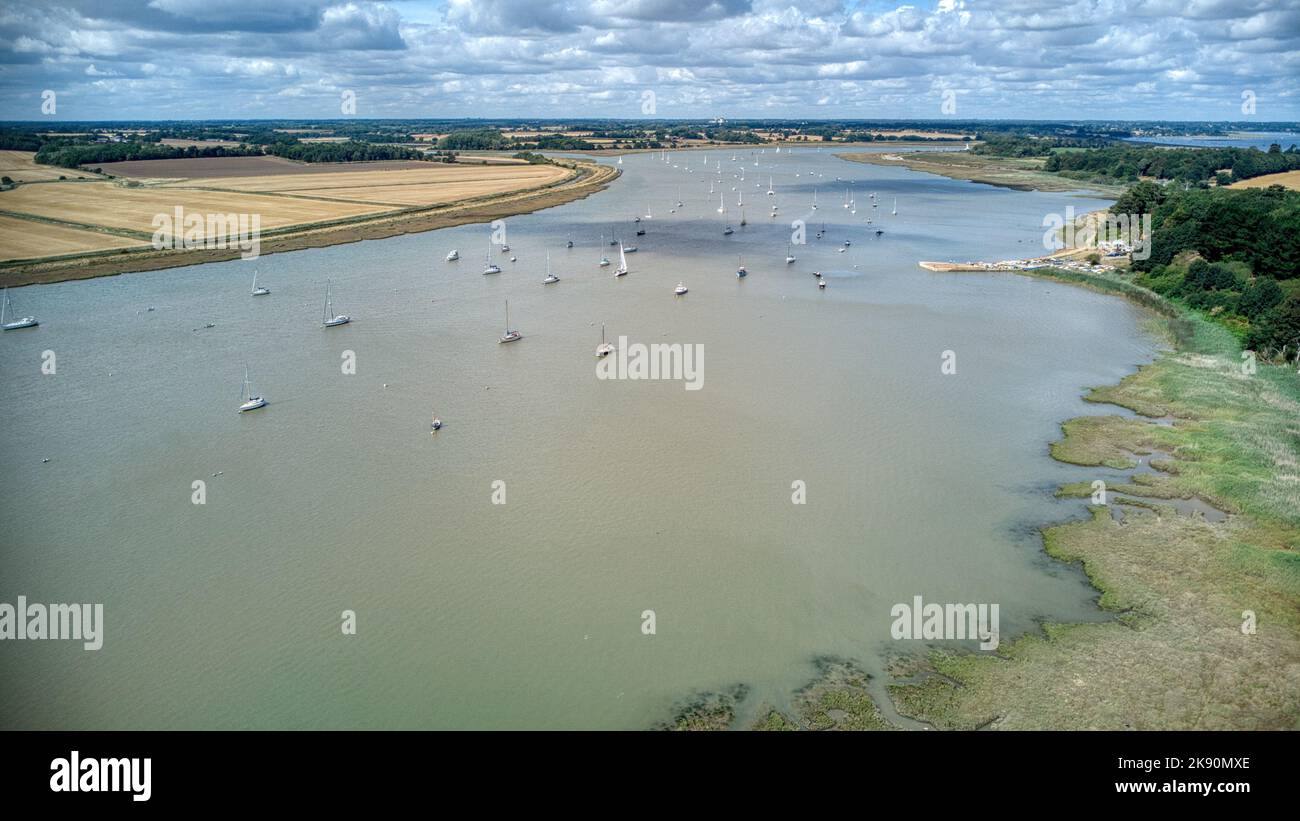 An aerial view of the River Deben in Suffolk aerial view Stock Photo ...