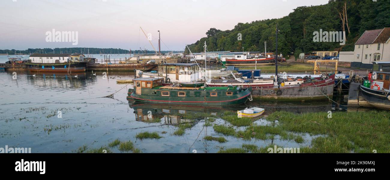 The Pin Mill in Suffolk has been home to houseboats for many decades ...