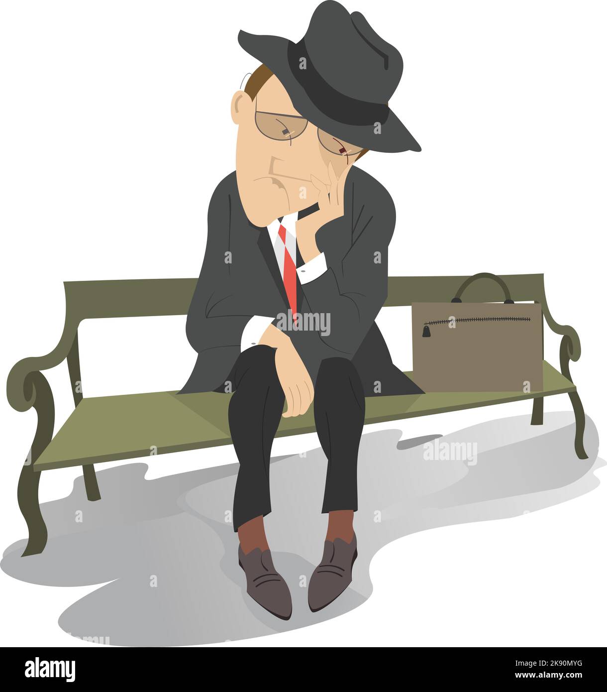 Sad man on the bench. Man in low spirits sits alone on the bench Stock ...