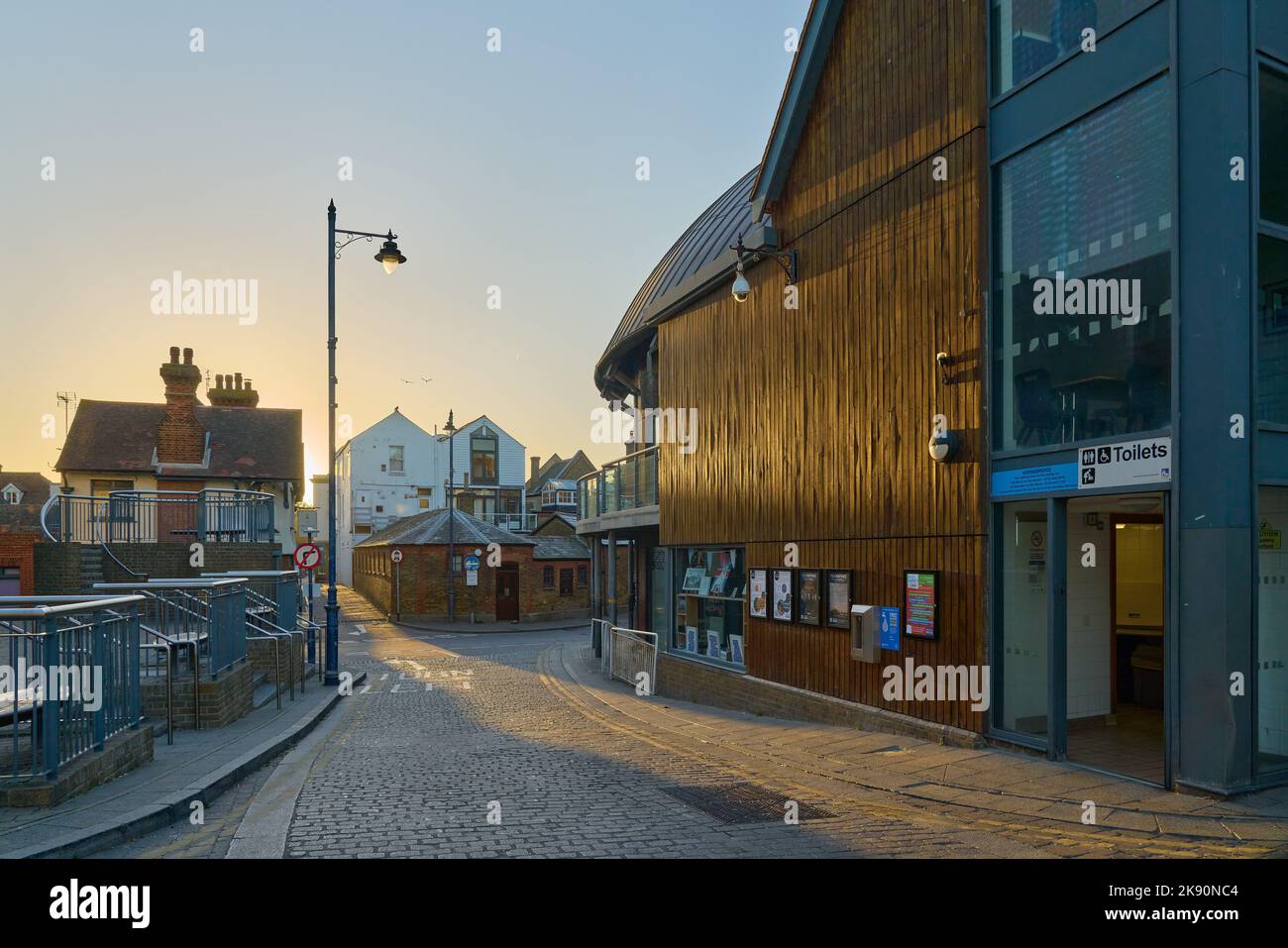 The Horsebridge Art Centre exterior during sunset in the coastal town ...