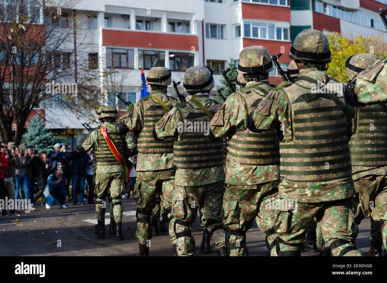 Botosani, Romania - October 25, 2022: Military are marching during a ...