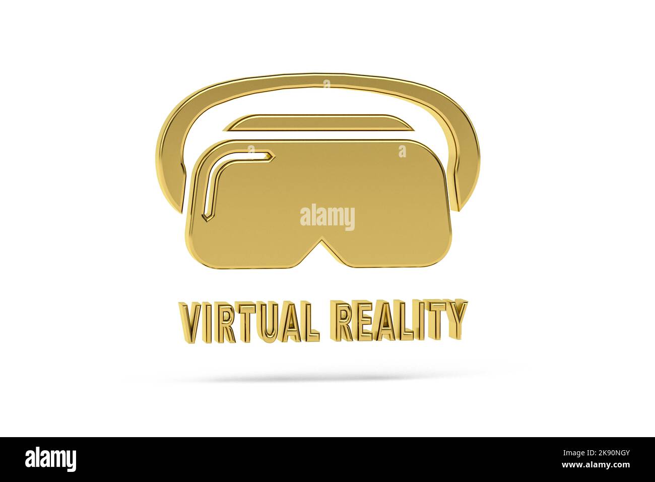 Golden 3d virtual reality icon isolated on white background - 3d render ...