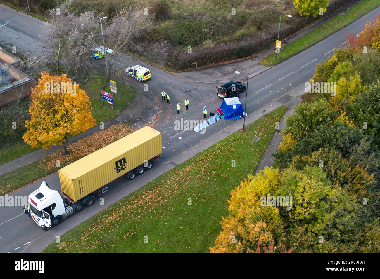 Northgate, Aldridge, October 25th 2022. - Police erected several ...