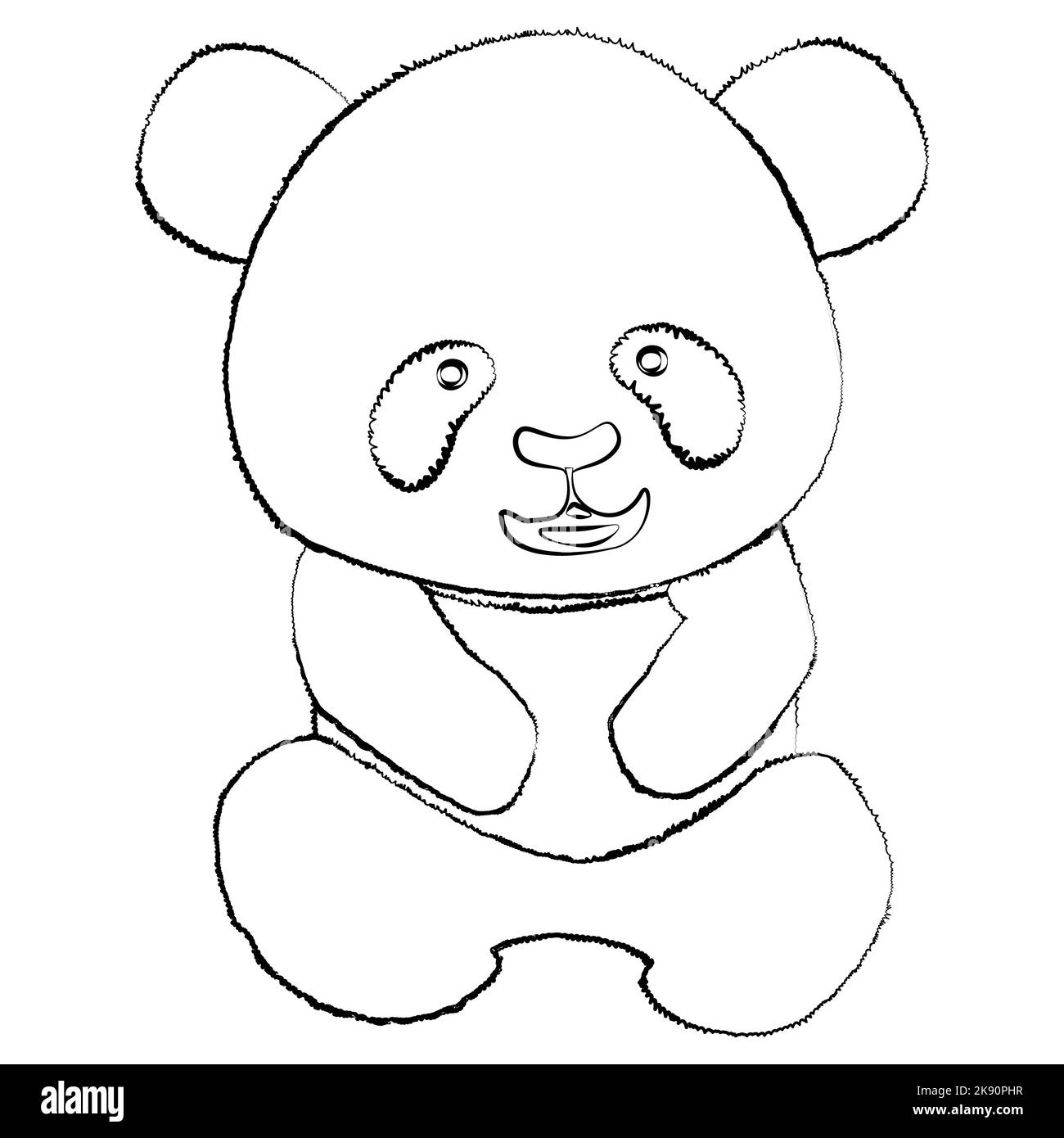 Panda bear cub outline isolated on white background. Clipart, vector ...