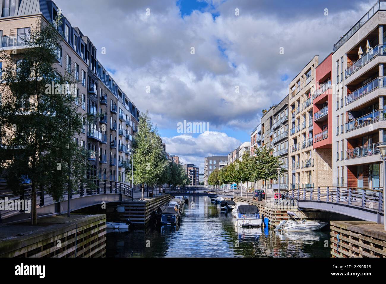 Copenhagen, Denmark - Sept 2022: A new Modern housing district ... Copenhagen, Denmark - Sept 2022: A new Modern housing district ...