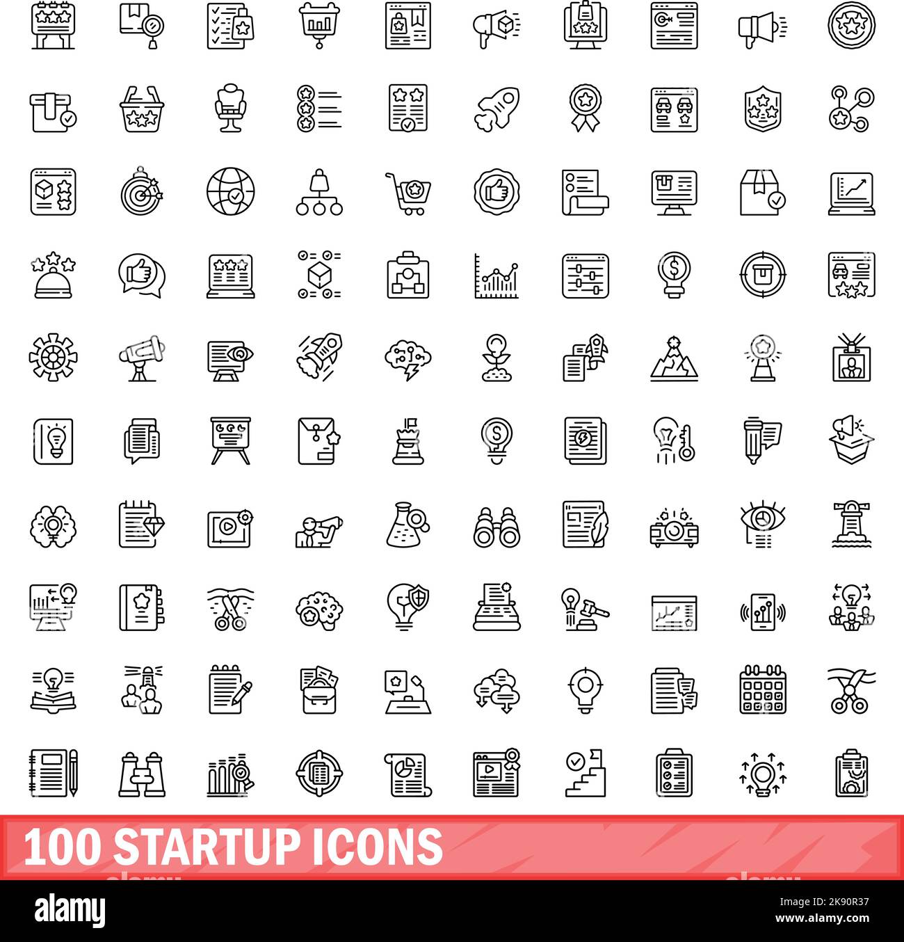 100 startup icons set. Outline illustration of 100 startup icons vector ...