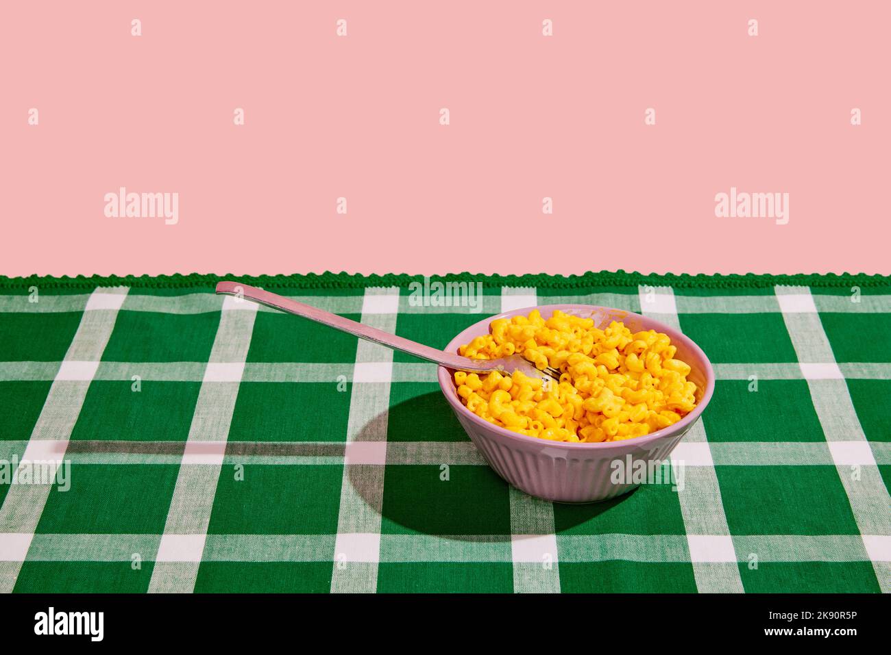 Healthy eating. Food pop art photography. Big bowl with sweet canned ...