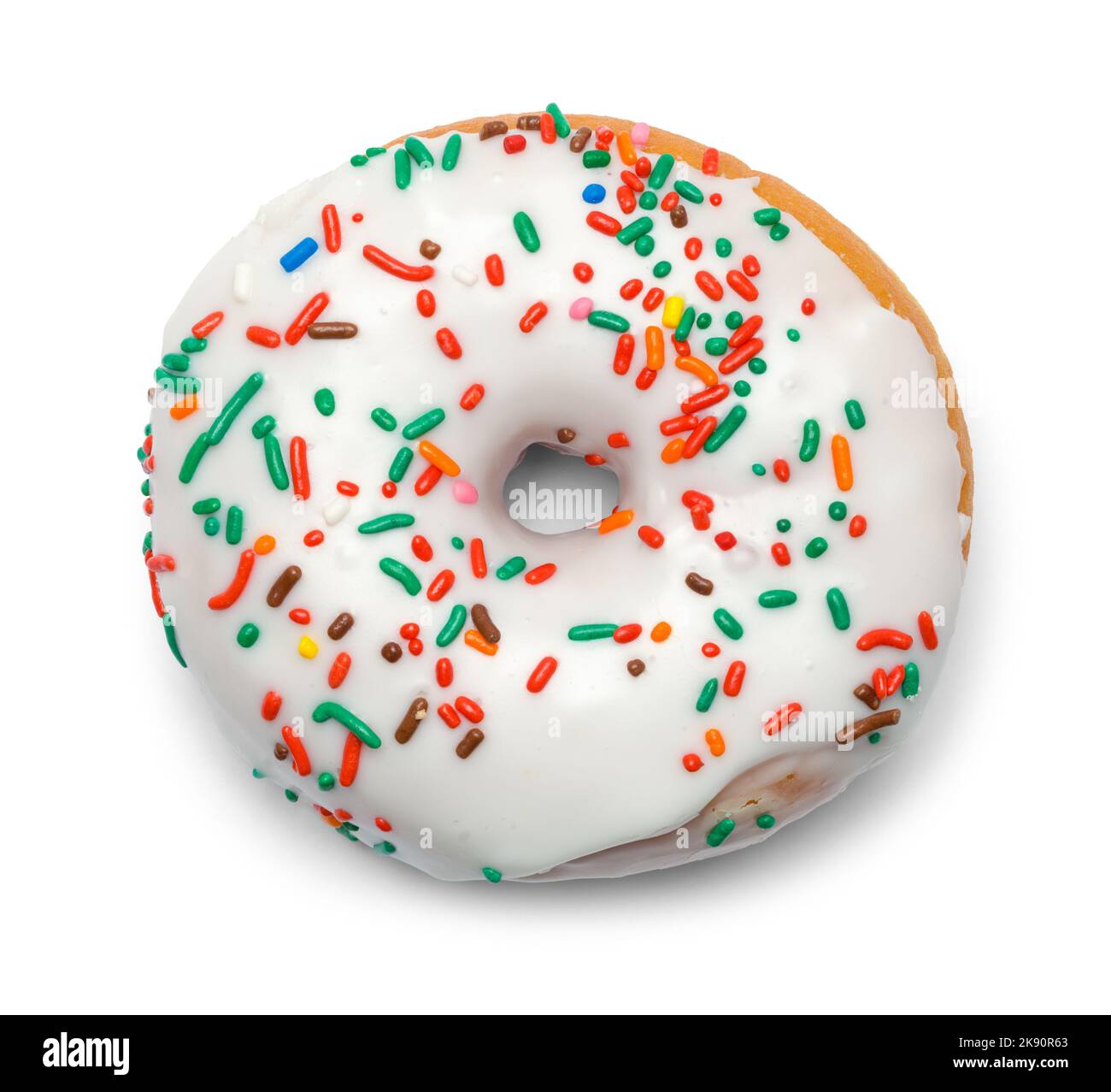 Christmas Sprinkled Doughnut Top View Cut Out Stock Photo - Alamy