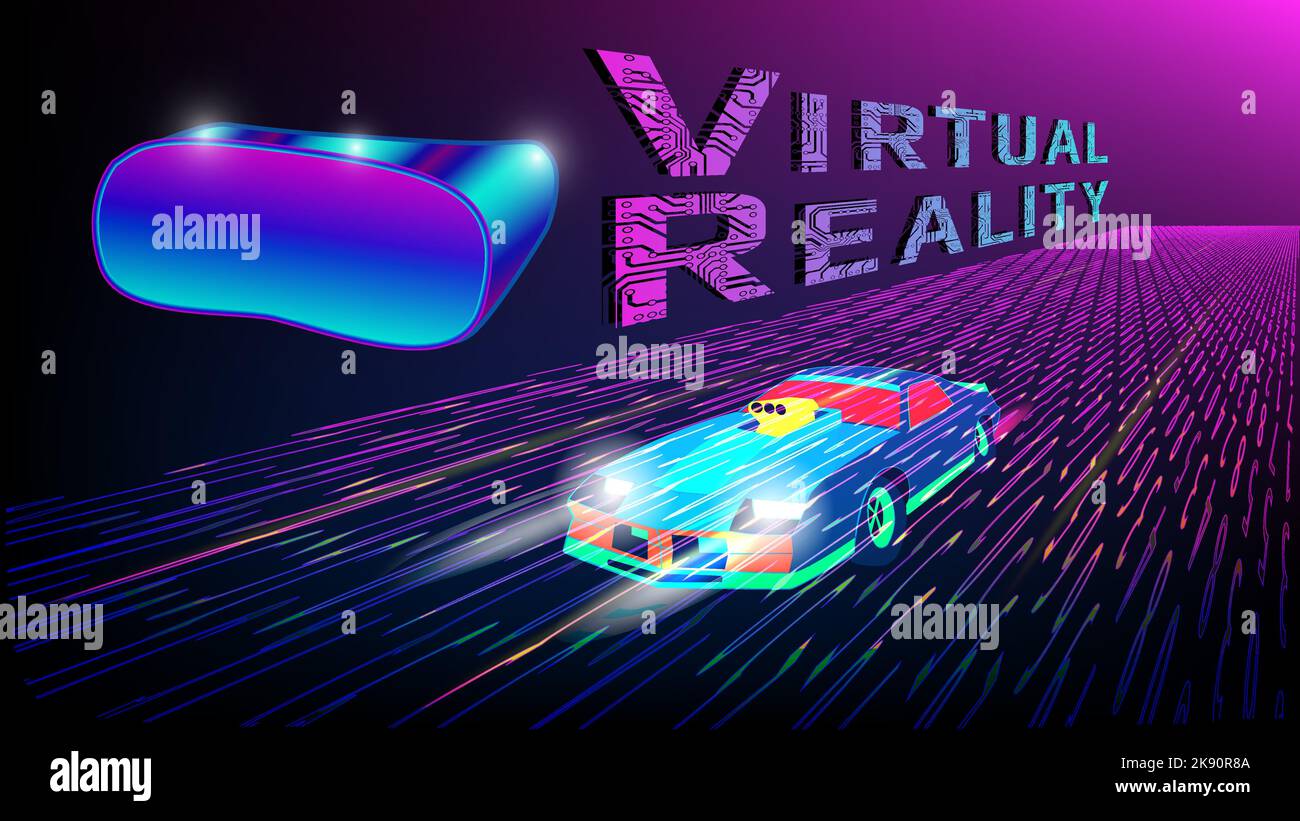 Futuristic Virtual Reality perforated inscription with PCB tracks and ...