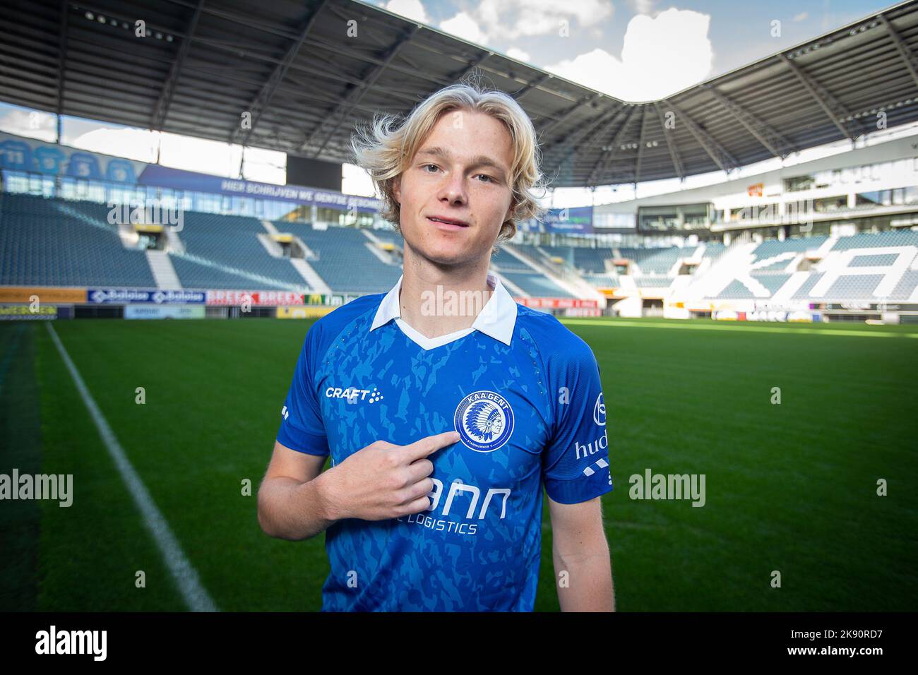 Gent, Belgium, 25 October 2022, Gent's Rune Van Den Bergh pictured at ...
