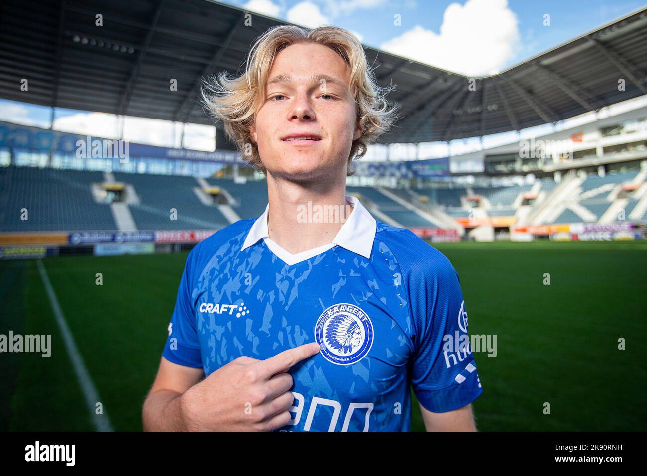 Gent, Belgium, 25 October 2022, Gent's Rune Van Den Bergh pictured at ...