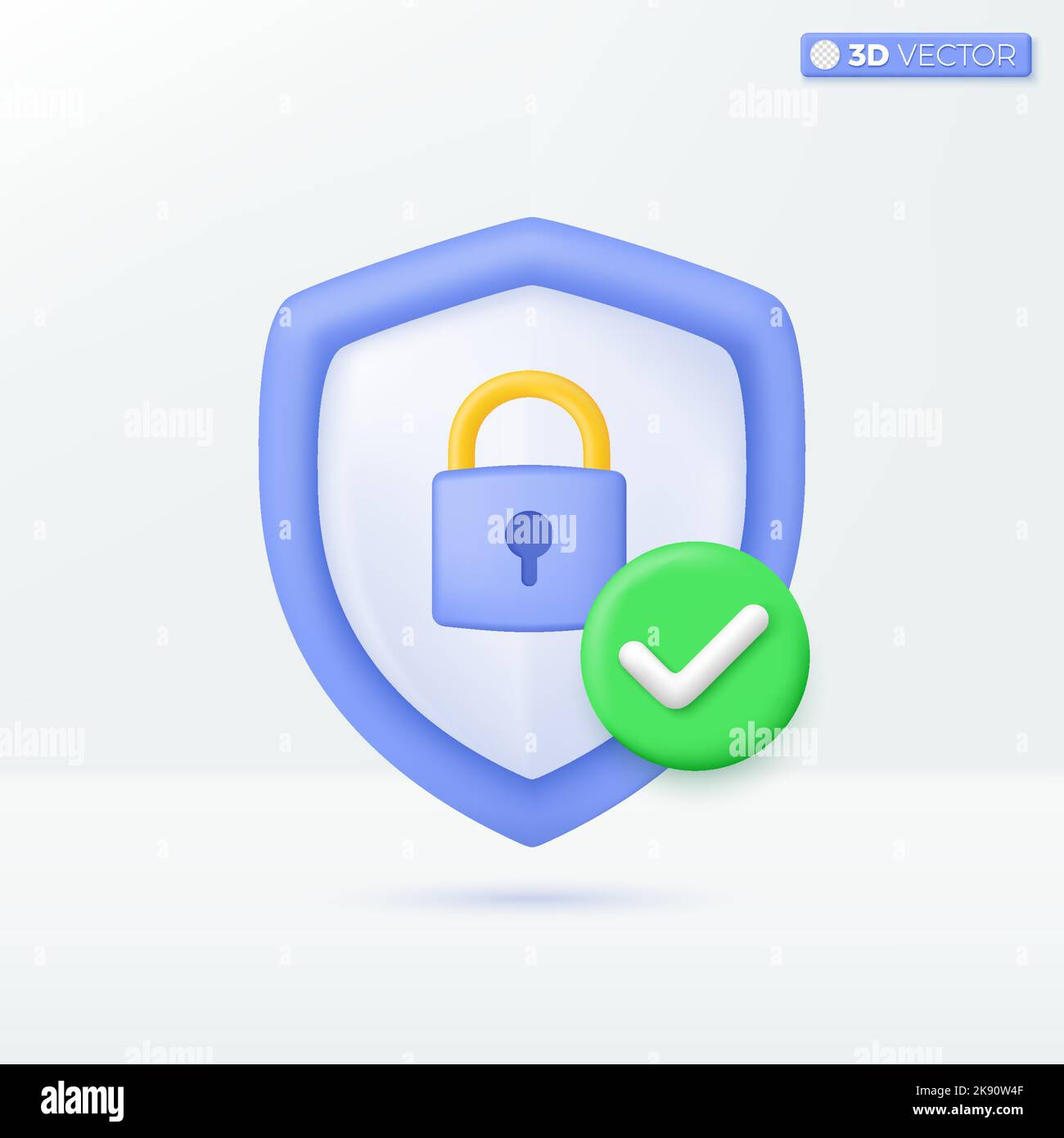 Shield check mark icon symbols. Security, guaranteed, Secure guarding protect concept. 3D vector ...