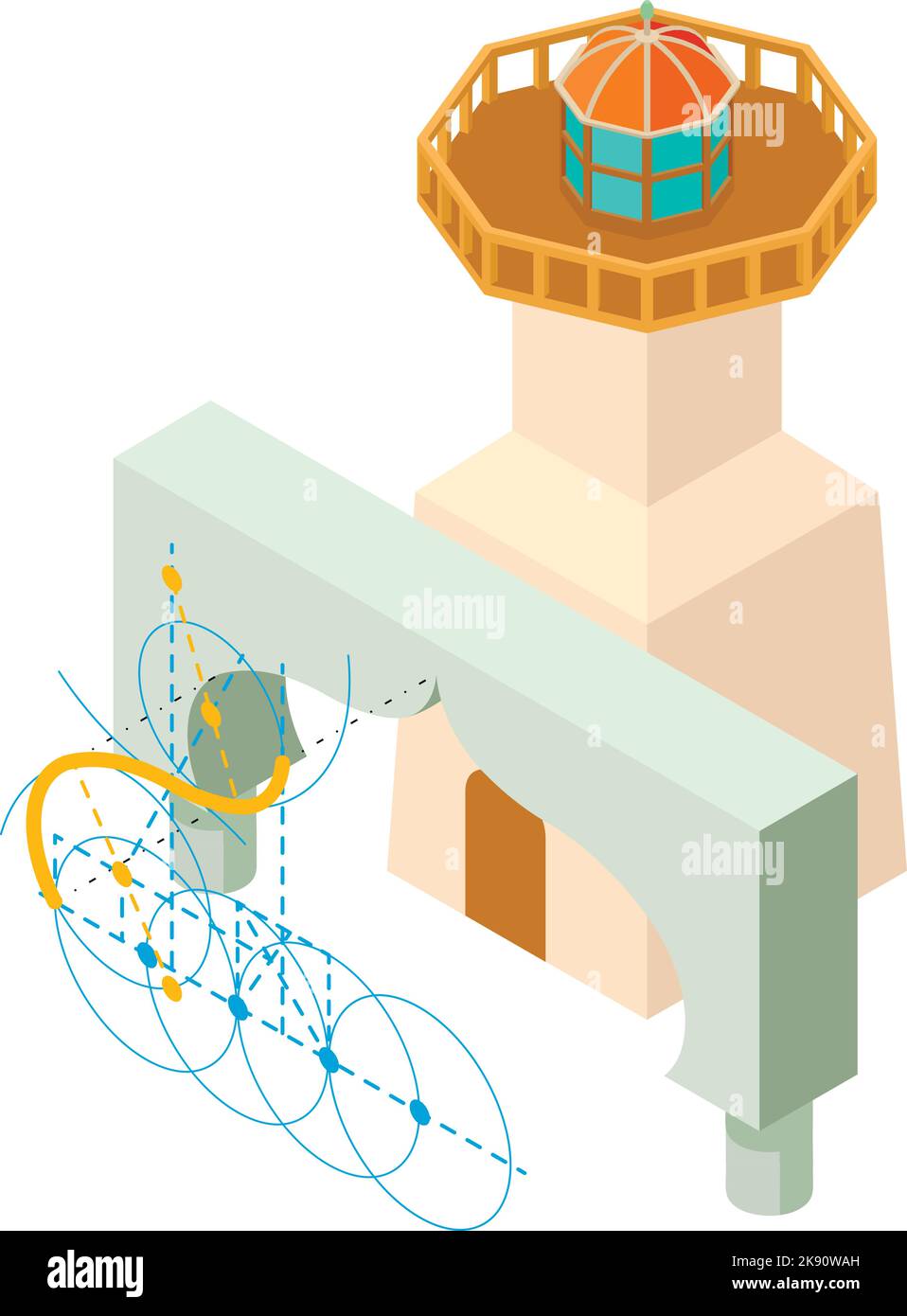 Engineering work icon isometric vector. Arch project and lighthouse ...