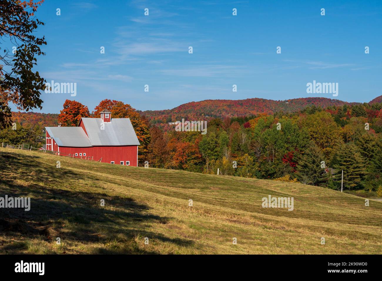 Grandview farm barn by the side of the track near Stowe in Vermont ...