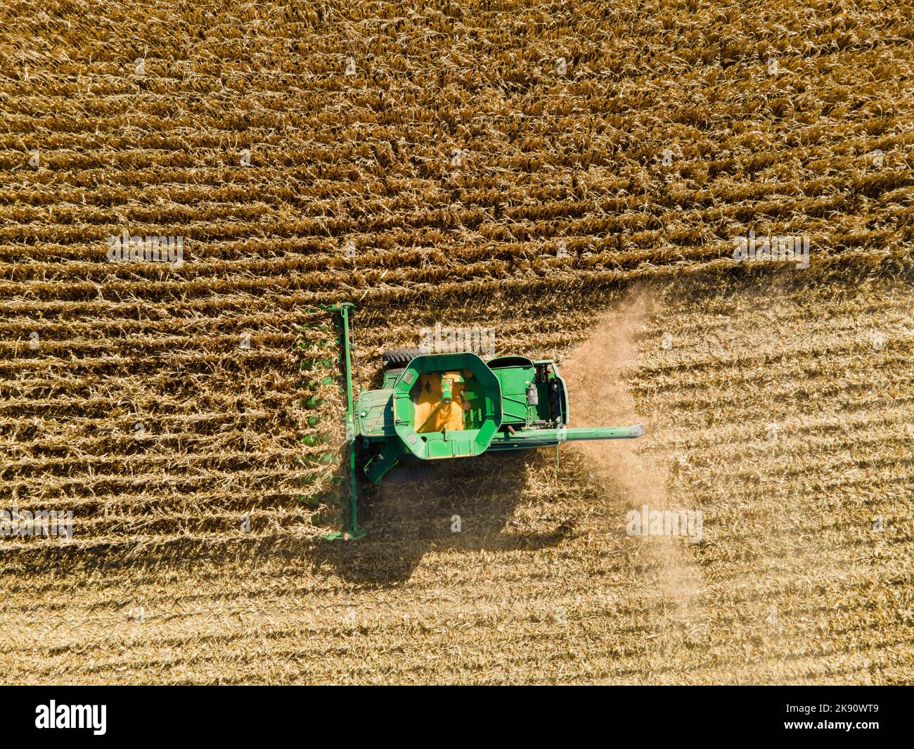 Aerial photograph of corn harvest. Dane County, Wisconsin, USA on a ...