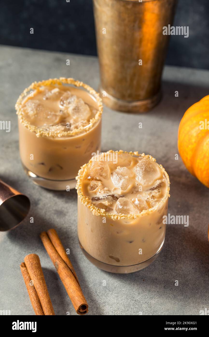 Pumpkin Spice White Russian Cocktail with Vodka Stock Photo - Alamy