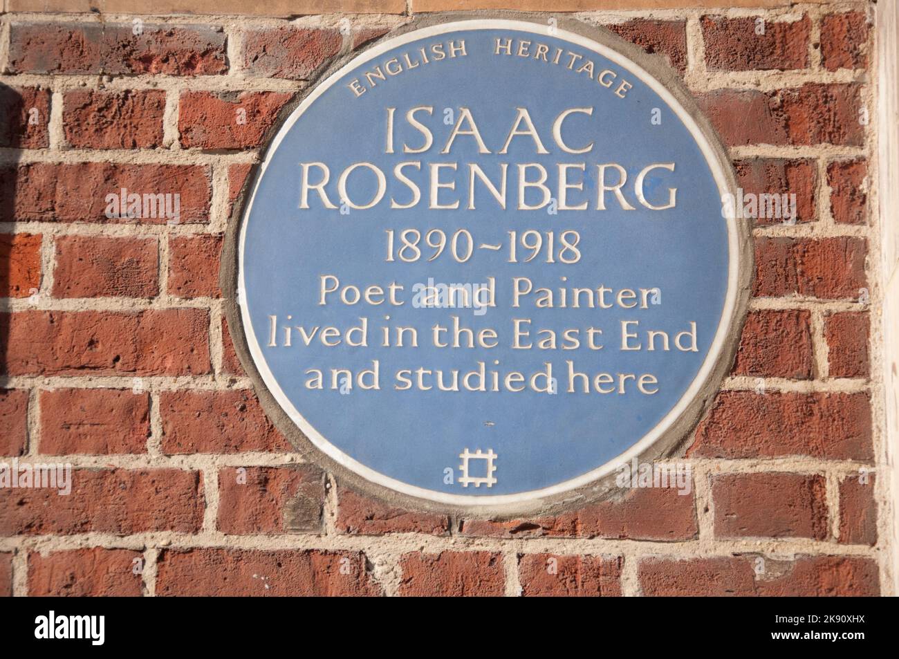 Plaque for Isaac Rosenberg, who lived and studied in the East End of ...