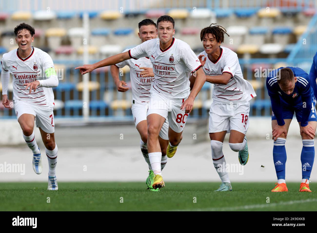 Jordan Longhi of AC Milan celebrates after scoring the opening goal ...