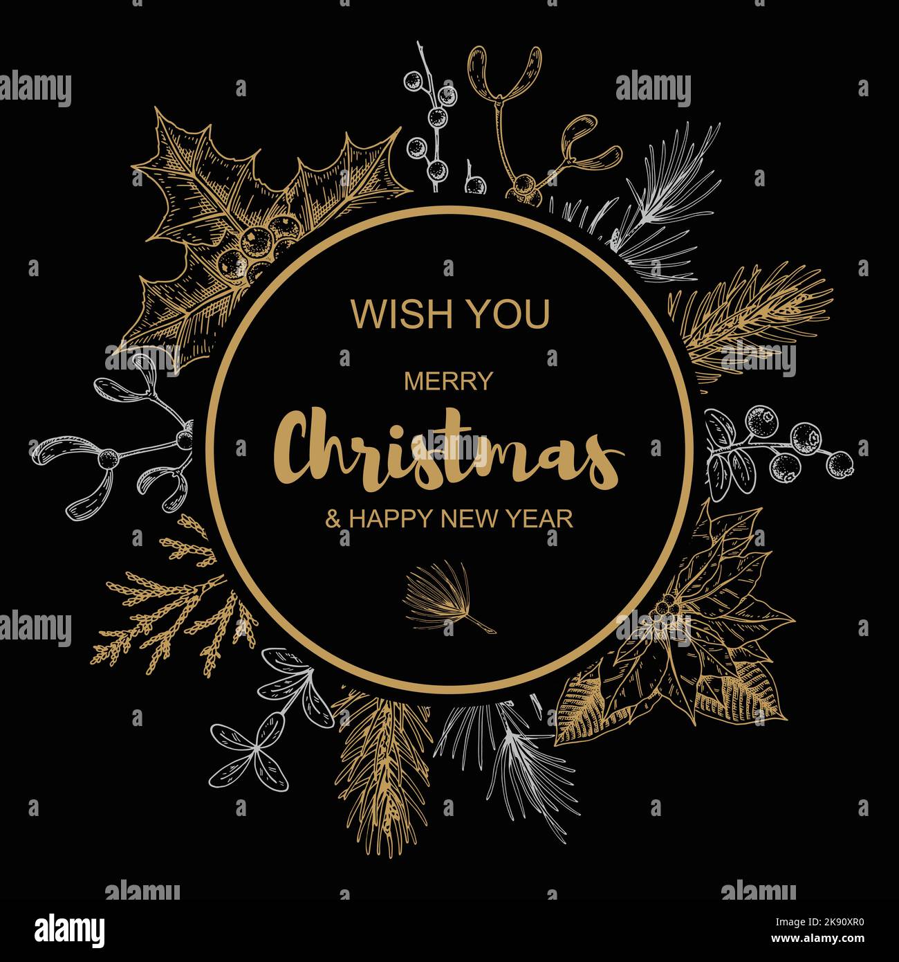 Frame new year poinsettia Stock Vector Images - Alamy