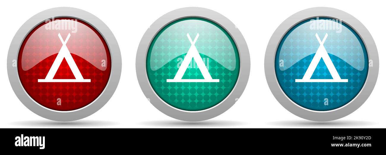 Camp vector icon set, glossy web buttons collection Stock Vector Image ...