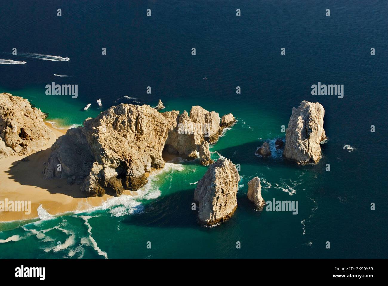 Flying over Lands End rocks at Cabo San Lucas, Baja California Sur ...