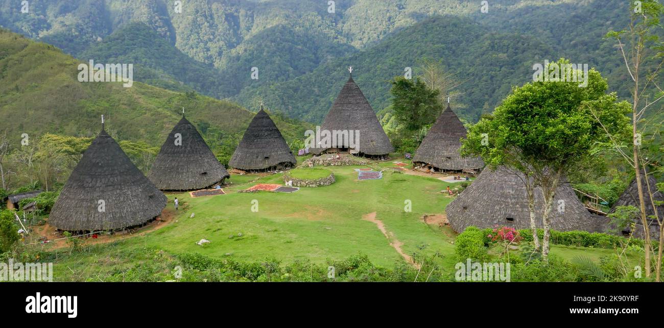 Panoramic view of beautiful traditional Manggarai architecture in ...